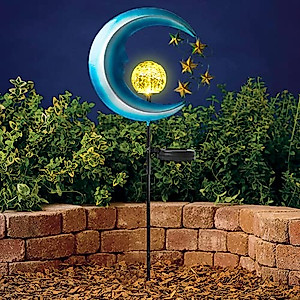 SmilingTown Solar Decorative Lights Outdoor Solar Moon Crackle Glass Globe Garden Decor Light Waterproof for Garden Patio Yard,Backyard Lawn Outdoor Decorations