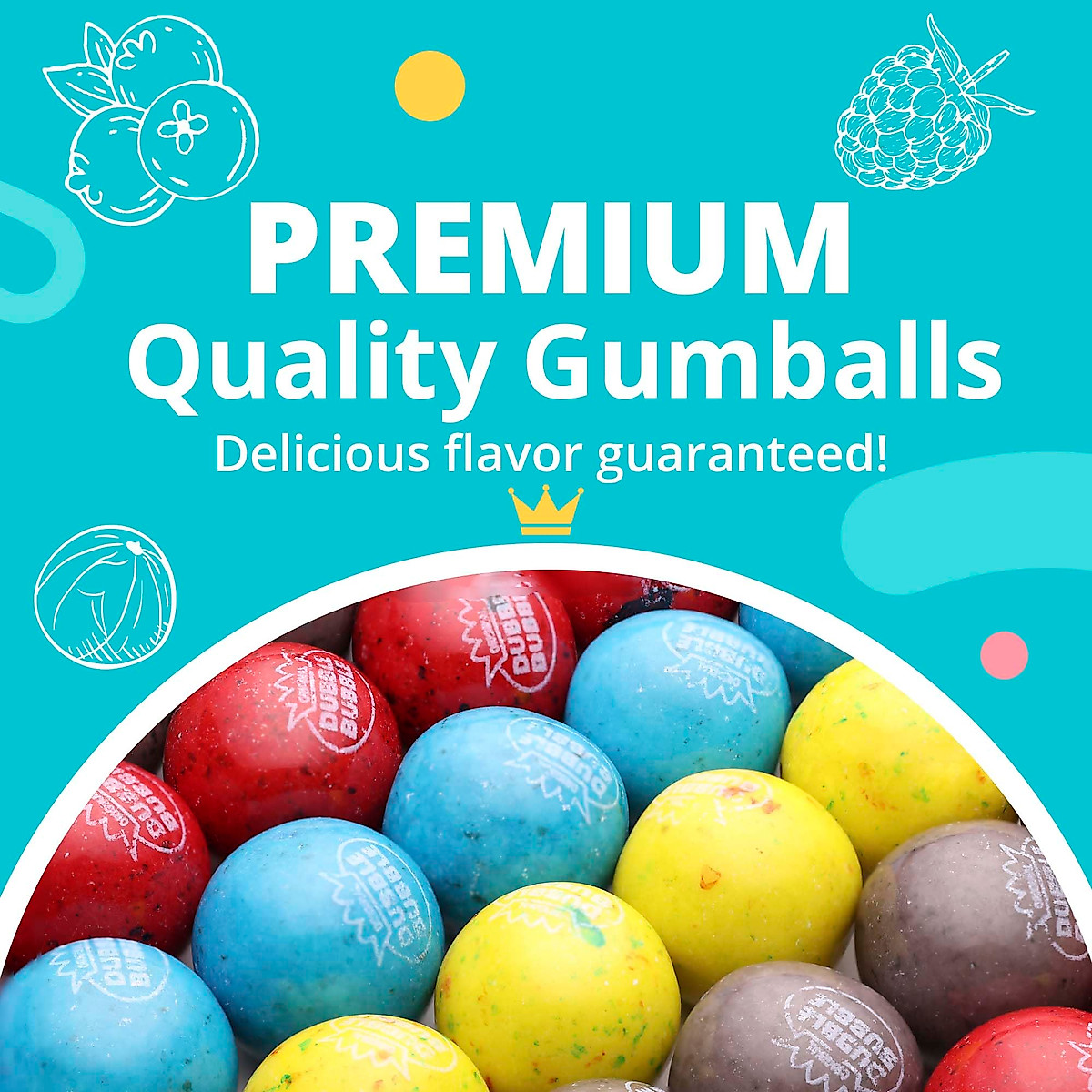 Gumballs for Gumball Machine - Berry Mix 1 Inch Bubble Gum Balls Bulk - Gumball Machine Refills - Double Bubble Chewing Gum - 2.4 Pound - 136pcs King Gumballs Bulk