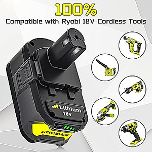 Upgraded 6.0Ah P108 Replacement Battery Compatible with Ryobi 18V Battery Lithium P108 P102 P103 P104 P105 P107 P109 P122 for 18 Volt Cordless Power Tools(Green)