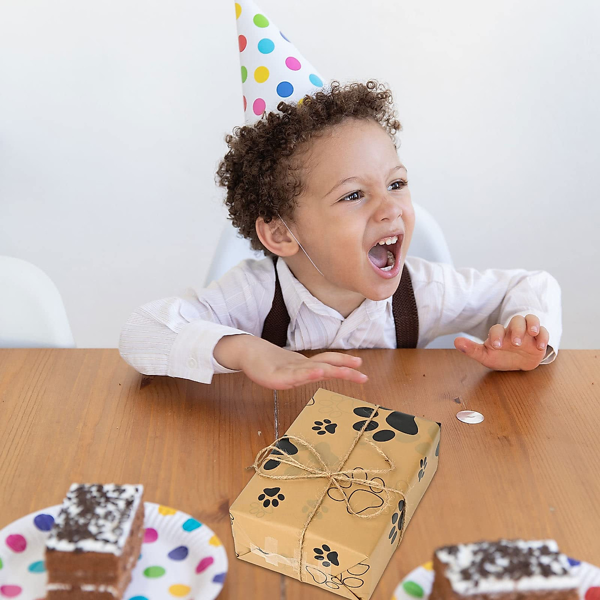 60 Sheets 20 x 20 Inch Brown Kraft Dog Paw Print Tissue Paper Puppy Paws Gift Wrap Tissue for Gift Bags Wrapping DIY Crafts