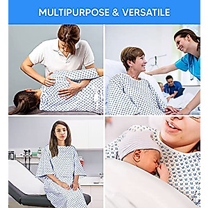 Wrinkle-Free Patient Gown - Fine Cotton Blend - Soft and Comfortable Fabric - Back Front Tie - Fit Easily Up to 2XL Size - Multipurpose Hospital Gown for Men and Women - Reusable and Washable -4 Pack