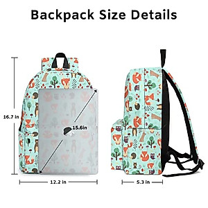Psxnvid College Backpack Lightweight Cute Fox Bookbag, Durable Laptop Backpack Computer Backpacks for Boys Girls, Casual Daypack Stylish Women Backpack Purse with Adjustable Strap, Foxes