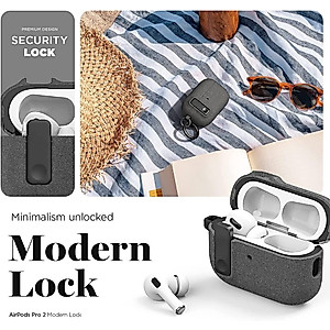 VRS Design Modern Lock Airpods Pro Case for Apple Airpods Pro 2nd Generation & 1st Generation (2022/2019) (Sand Stone) [US Patent Registered]