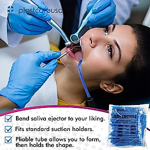 1000 Blue Clear Dental Saliva Ejectors Disposable Suction Tips (10 Bags of 100)