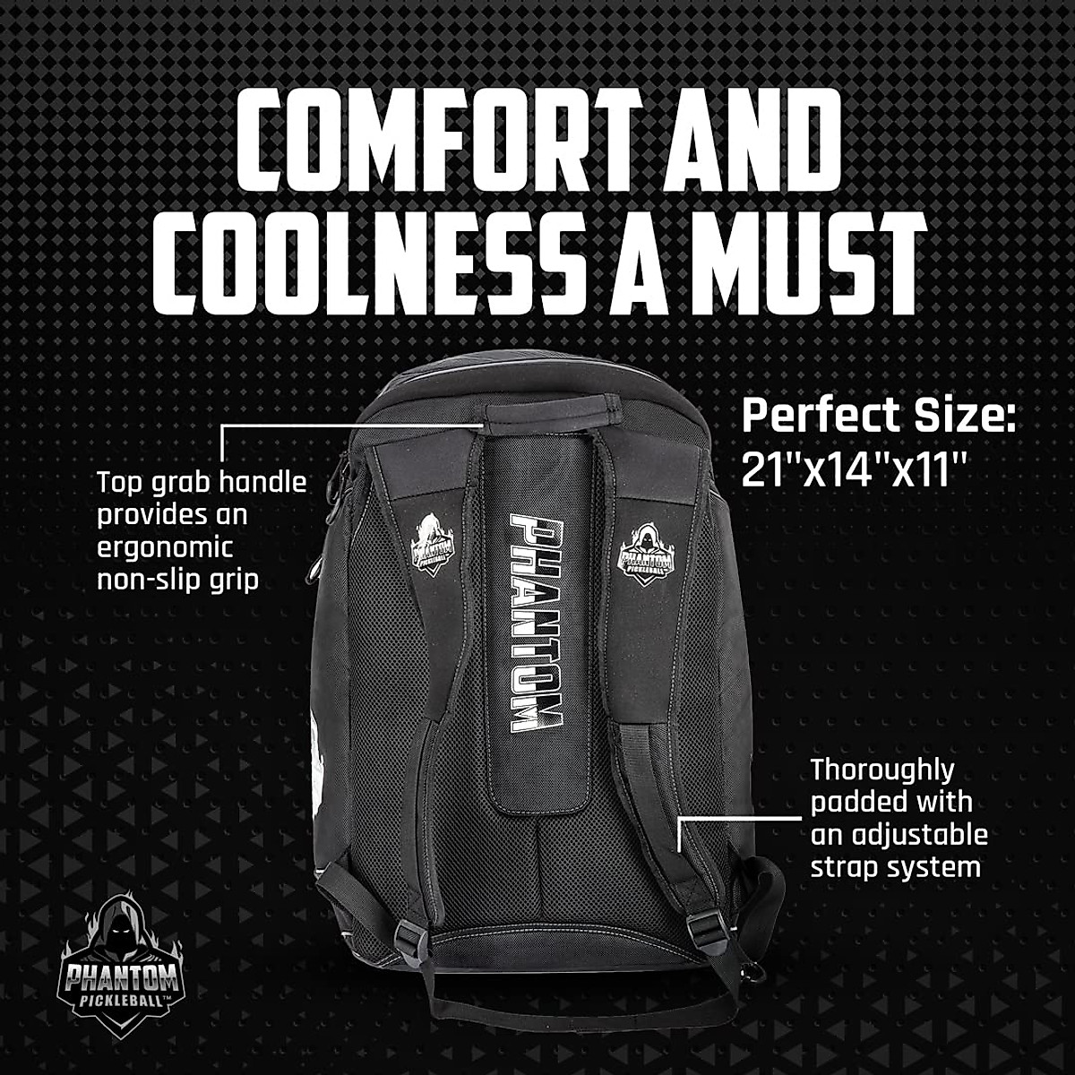 Pickleball Backpack Professional Tour Bag and Immortal 16mm Carbon Fiber Wide Body Pickleball Paddle