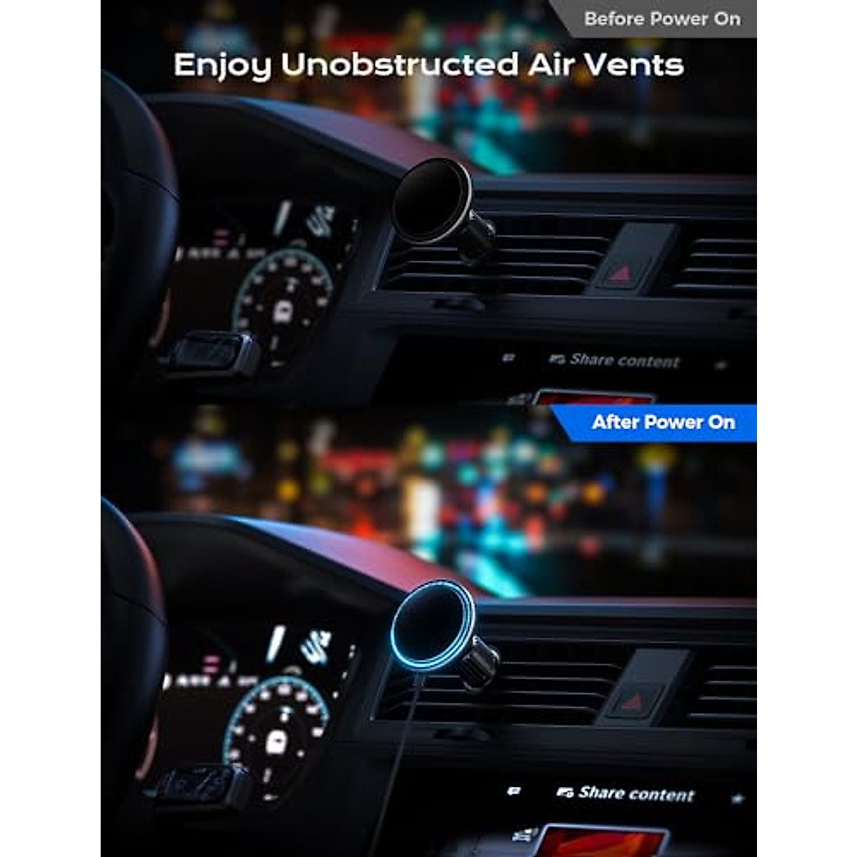 UPTOHIGH Magsafe Car Mount Charger, 15W Fast Charging LED Magnetic Wireless Car Charger, Air Vent Phone Holders for Your Car Magsafe Car Phone Holder for iPhone Samsung Galaxy, Google, Magsafe Case