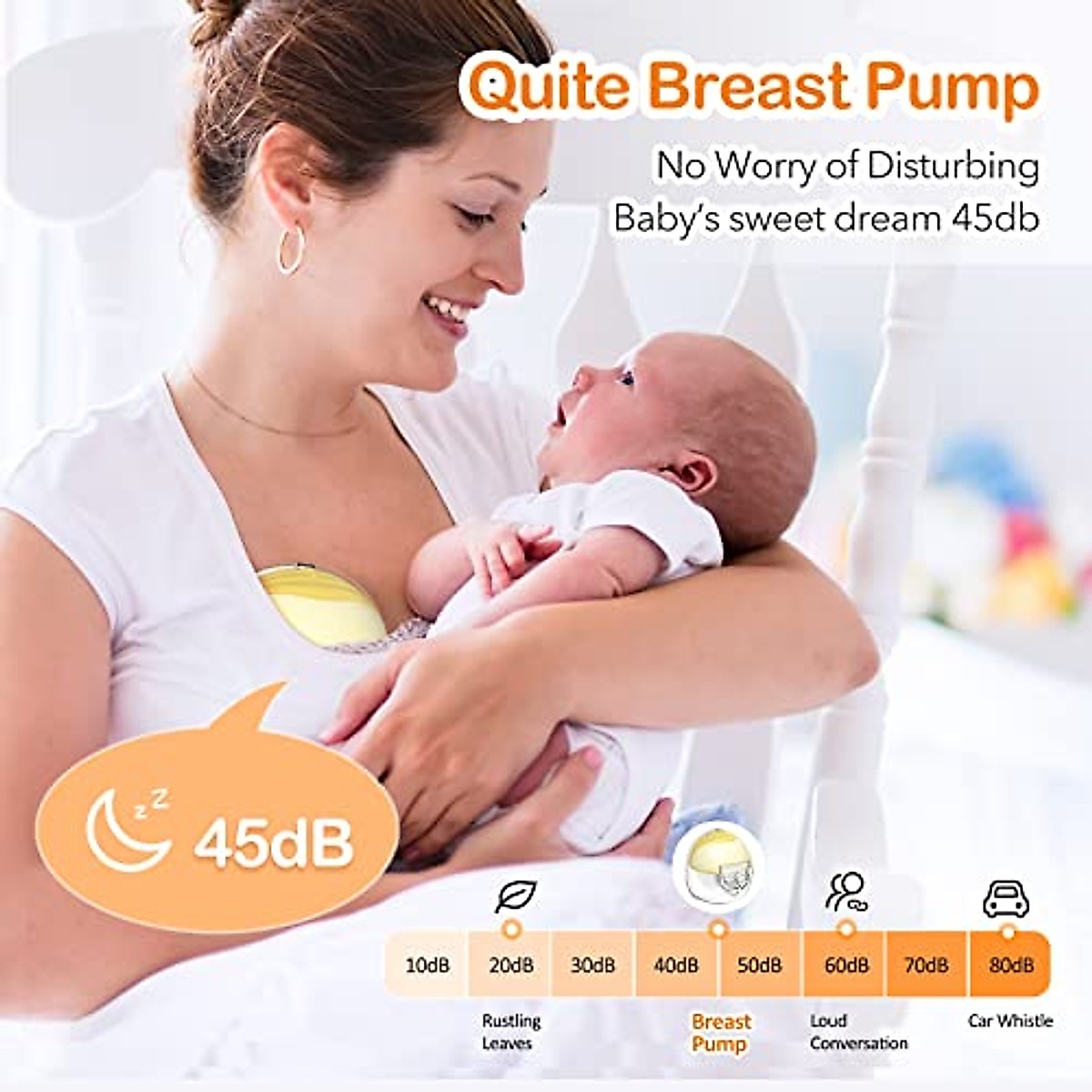 Wearable Breast Pump,Mute Breast Pump Hands Free with 2 Modes&9 Function,180ml Electric Breast Pump with Anti-Reflux Design,Portable Breast Pump Can Be Worn in-Bra-1 Pack