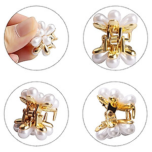 10 Pcs Mini Pearl Hair Clips, Bangs Flower Pearl Hair Clip Mini Flower Pearl Wedding Artificial Pearl Hair Clips for Women Girls Mother's Day Gift(Claw clips)