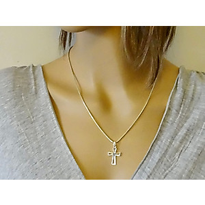 Open Cross Pendant Sterling Silver 925 Necklace Charm Religious Christening Baptism Unisex Present Jewelry