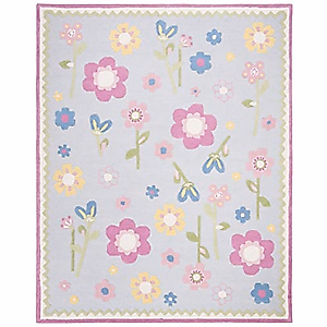 SAFAVIEH Kids Collection 8' x 10' Blue/Multi SFK311A Handmade Floral Wool Area Rug