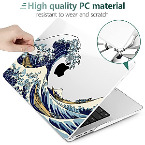 MEEgoodo for MacBook Air 13.6 inch Case 2022 New A2681 with M2 Chip, Clear Case for MacBook Air M2 with Retina, Laptop Hard Shell Cases with Keyboard & Webcam Cover & Screen Protector, Great Wave