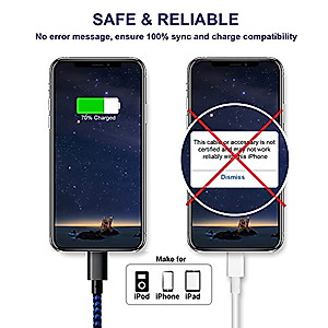 3 Pack 10FT iPhone Lightning Cable Apple Charger Cord Nylon Braided USB to Lightning Cable [Apple MFi Certified]