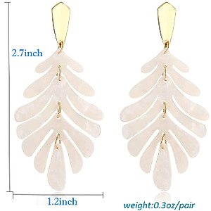GLBCC Acrylic Leaf Dangle Earrings, White, Brass