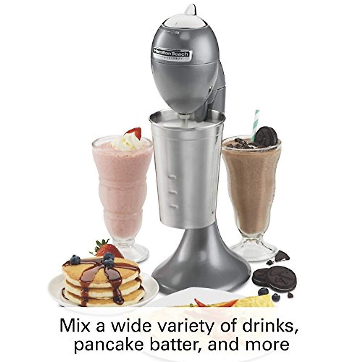 Hamilton Beach Pro Retro Die-Cast Mixer for Milkshakes, Soda Fountain Drinks, Protein Shakes, Whipping Omelets and Pancake Batter, 28 Oz Cup (65120), Gray