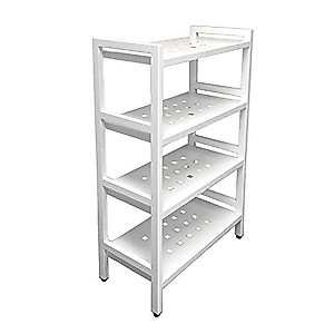 Anthology Spa Asta 4-Tier Free Standing Rectangular Bathroom Utility Storage Shelf Rack, Powder-Coated Metal Storage Shelf Stand, B302 (Pure White), 22 inches(W) x 11 inches(D) x 40 inches(H)