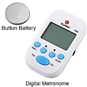 Zhehao 2 Pcs Mini Digital Metronome White, Multifunctional, Portable, Volume Adjustable, Clip On, with Speaker, Tempo, with Battery for Piano, Guitar, Saxophone, Flute, Violin, Drum(White)