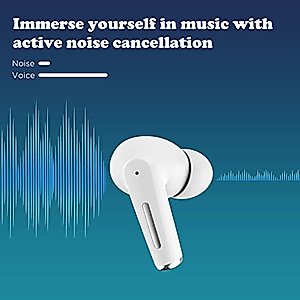 Wireless Earbuds, Active Noise Cancelling Earbuds with Bluetooth 5.2 - Portable Charging Case - Microphone, 8H Active Noise Reduction, Bluetooth Earbuds with Clear Call Game Mode Voice Assistance