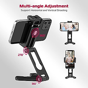ULANZI Phone Tripod Mount 2 Cold Shoes & Arca Port, HP004 Metal 360° Smartphone Tripod Adapter for iPhone, Cell Phone Vlog Tripod Grip Stand Holder for Desktop Tripod Video Live Streaming Vlogging Rig