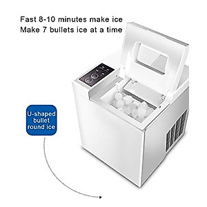 Ice Cube Makers, Mini Automatic Ice Maker, Electric Bullet Round Block Ice Cube Making Machine 15kgs/24H Small Bar Milk Tea Coffee Shop