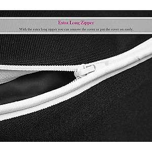 Fabritones Outdoor Inflatable Ottomans with Insert Round 21x9 Inch Black Striped Pattern Patio Foot Stools and Ottomans Portable Footrest