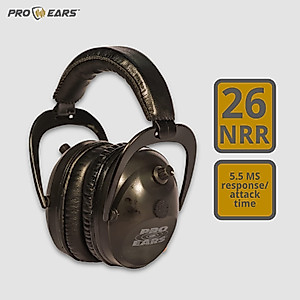 Pro Ears Pro Tac 300 Electronic Hearing Protection, Military Grade Tactical Ear Muffs, NRR 26 DB, For The Range, Shooting, & Hunting, Black