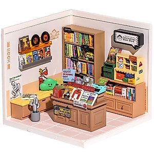 ROBOTIME DIY Miniature House - 1:24 Scale Realistic Store Kit with LED Light - Tiny Model Mini House with Furniture, Best Birthday Gift