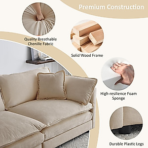 Tmsan 111.42" Modular Sectional Sofa, Convertible Modern L Shaped Sofa Chenille Cloud Couches Set with Ottoman for Living Room Bedroom Apartment Office, 3 Seater