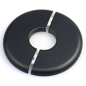 FDXGYH 2 Pcs ID 1.73 Inch ABS Wall Split Flange Self-Adhesive tape Round Escutcheon Plate Cover for Water Pipe Faucet Decoration Accessories [Black]