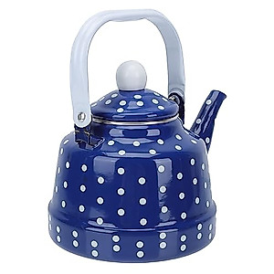 Luxshiny 1pc Household Water Kettle Stainless Steel Teapot Dot Enamel Tea Kettle Heating Teapot with Steel Handle Blue 1.7L