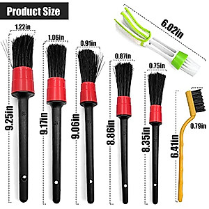 9 PCS Car Detailing Brush Set, Multifunction Car Wheels, Exterior, Interior Detail Cleaning Brush Set, Universal Car - 5pcs Detail Brush 3pcs Wire Brush 3pcs Auto Air Conditioner Brush