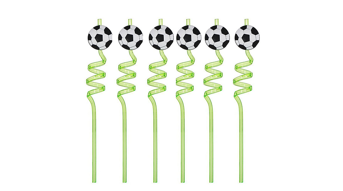 Soccer Ball Party Drinking Straws - 12 Pack for Soccer Theme Events