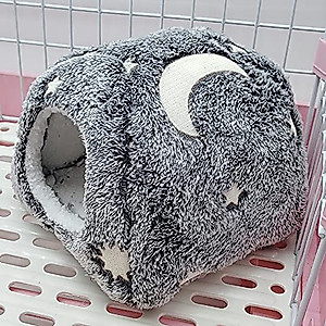 LeerKing Luminous Guinea Pig Bed House Cozy Rabbit Bunny Hedgehog Ferret Chinchilla Hamster Hideout Beds Small Animal Pet Cage Accessories Supplies,Grey
