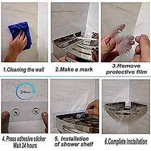 Gueryee 4Pcs Shower Caddy Adhesive Replacement, Screw Free Sticker for Shower Caddy Corner Shlef, Shower Adhesive Hooks with Strong Sticky, Seamless Screws for Shower Rack Basket Heavy Duty.