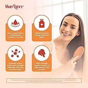 MaryRuth Organics Liquid Multivitamin Lustriva® Hair Growth for Women| Biotin 10000mcg | Vitamin D, B |Clinically Tested for Thicker Hair, Wrinkles, Fine Lines, Skin Care| Ages 18 | 15.22 Fl Oz