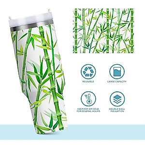 RPLIFE Zen Green Grove 40oz Tumbler with Handle, 30 Oz Tumbler with Handle, Coffee Tumbler for Women