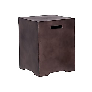 HOMPUS Propane Tank Cover Table 16 inch for Fire Table, 20lb Gallon Gas Tank Cover Table, Hideaway Concrete Grill Tank Table, MgO Tank Storage Box, Outdoor Side Table for Fire Pit, Patio, Dark Bronze