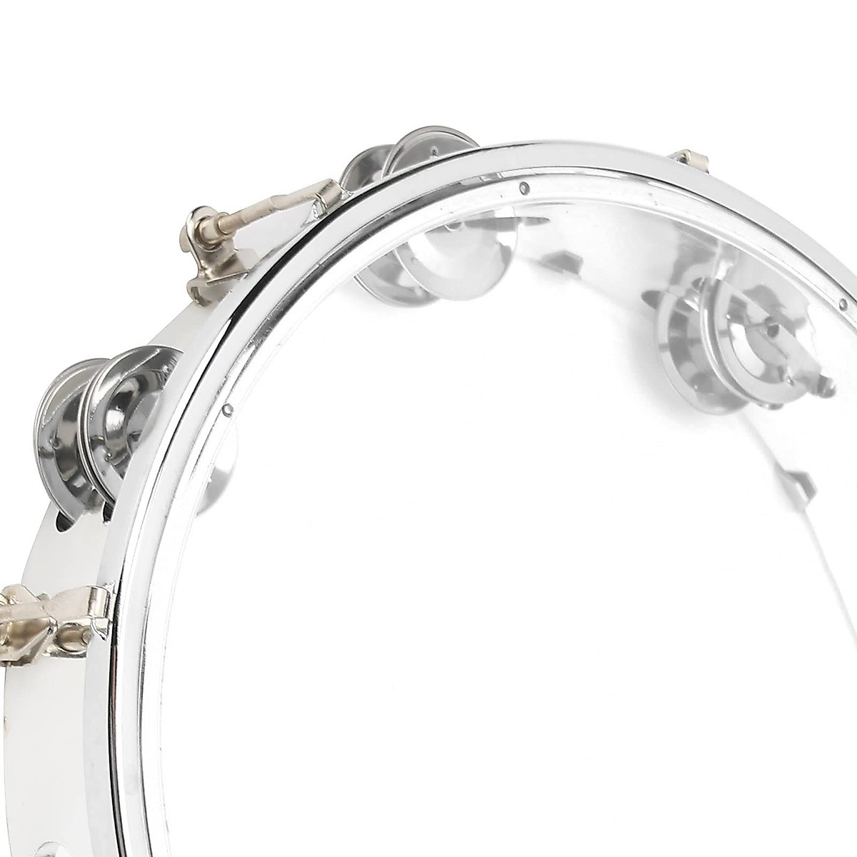 Tambourine for Adults 10 inch Double Row Metal Jingles Hand Held Musical Educational Drum Instrument for Party Games(Transparent color)