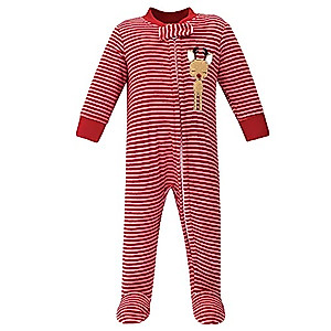 Hudson Baby Unisex Baby Fleece Sleep and Play, Red Reindeer, 3-6 Months US