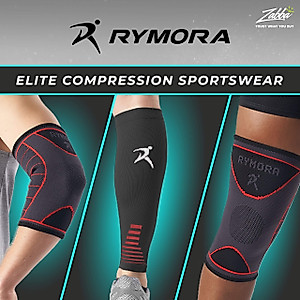 Rymora Compression Socks for Women and Men, Knee High Shin Splint Support Circulation Sock for Sports, Running, Cycling, Work, Pregnancy, Flight Travel - a Pair (Black, Large)