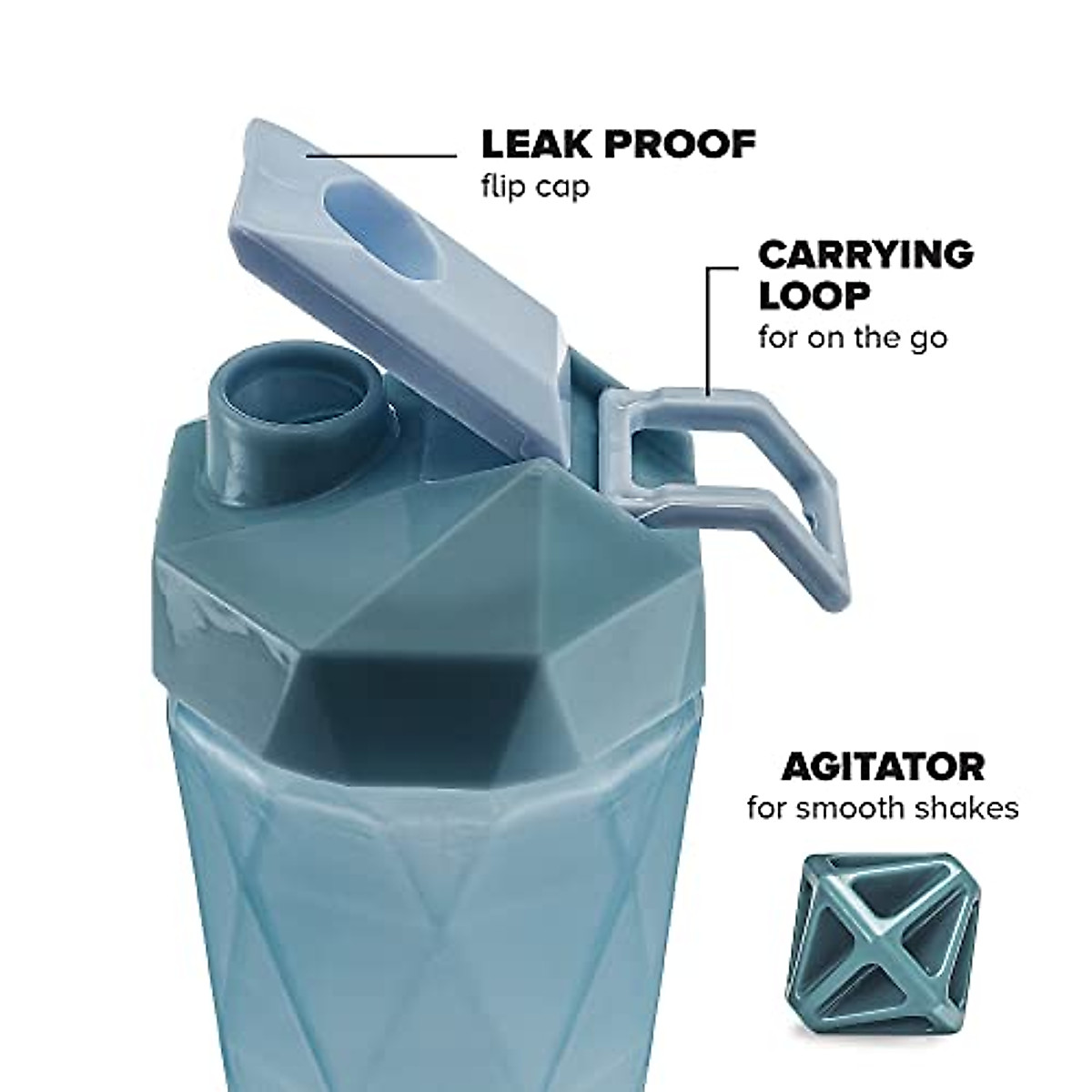 Keelo Bottle Classic Shaker Bottle | 20 Ounce Protein Shaker Bottle | Shaker Cup with Carrying Handle and Diamond Agitator | Lavender - 20-Ounces