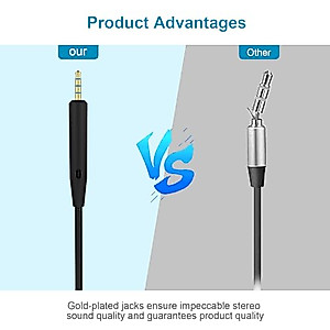 QC35 Replacement Cable for Bose QC35 QC35II QC45 QC25 OE2 OE2i E45BT E55BT E65BTNC 750NC Headphones with Mic and Volume Control (4.6FT Black)