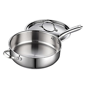 Cooks Standard Classic Stainless Steel Deep Lid 5 Quart/11-Inch Saute Pan, 5 Quart, Silver