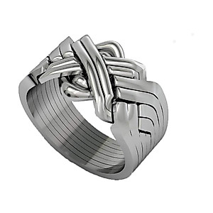 Ebruli 8 Band Classical Handmade Puzzle ring 925 Sterling Silver interlocking Knot Ring Women Men size 4 – 15 Silver (7.5)