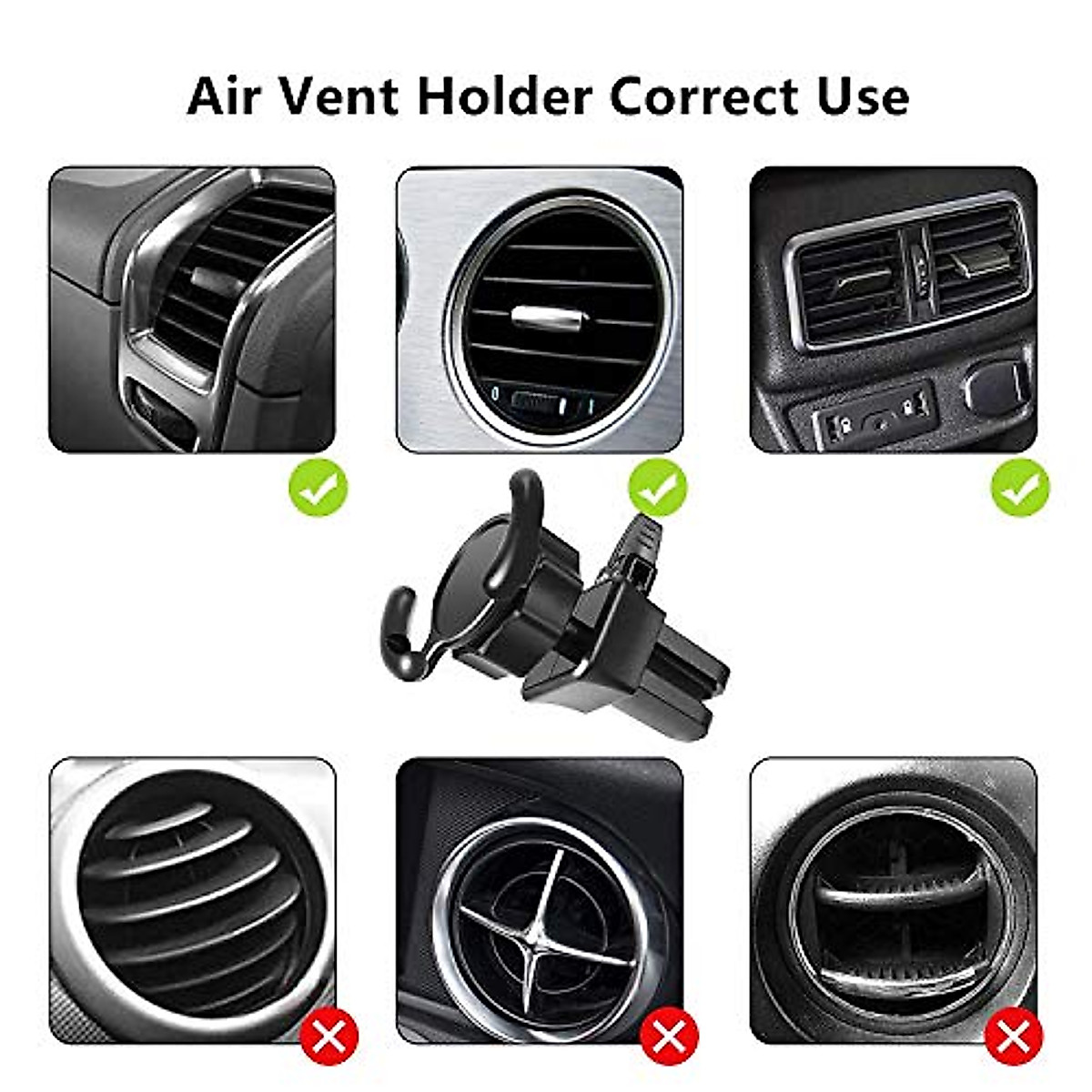 LEWOTE Universal Car Phone Mount[Dashboard/Windshield/Air Vent Cell Phone Holder 3in1][Strong Suction Cup][Gift 2Pcs Collapsible Grip]