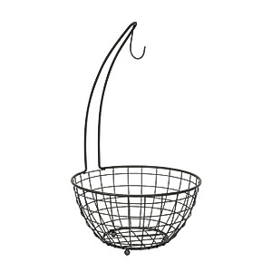 Spectrum Diversified Grid Small Tree & Basket Hanger & Fruit Basket, Produce Saver Banana Holder & Open Wire Fruit Bowl for Kitchen Counter & Dining Table, Industrial Gray