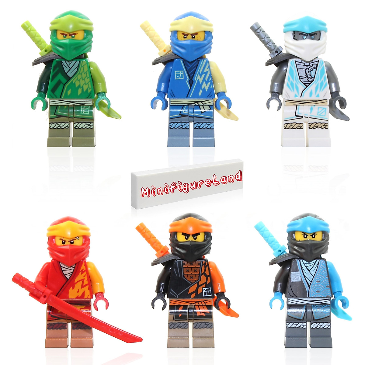 LEGO NINJAGO Core Minifigure Combo Pack - Lloyd, Jay, Kai, Cole, Zane, NYA (with Weapons)