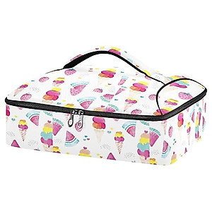 Kcldeci Insulated Thermal Food Carrier Insulated Casserole Carrier for Hot or Cold Food,Ice Cream Summer Popsicle Strawberry Insulated Tote Bag for Potluck Cookouts Parties Picnic,Lasagna Lugger