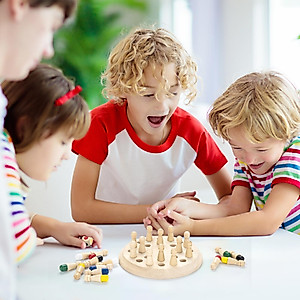 Wooden Memory Chess Matching Game: Family Board Games for Kids and Adults, Montessori Preschool Learning Educational Toy for Toddler 3 4 5 6 7 8+ Year Old, Birthday Gift for Boy Girl