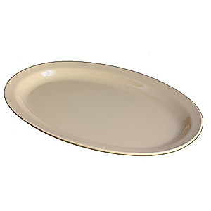 Z-Moments Western Melamine Oval Plates Narrow Rim Platter, 9-1/2" X 6-3/4", White or Tan #510 (48, Tan)