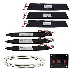 RecPro RV Tank Heater Pad Kit | 7 1/4" x 25" | Fresh Water | Grey Water | Holding Tank | Up to 50 Gallons | 12V | Toggle Switch and Wire Included | Elbow Pipe Heater Pad (3 Pads)